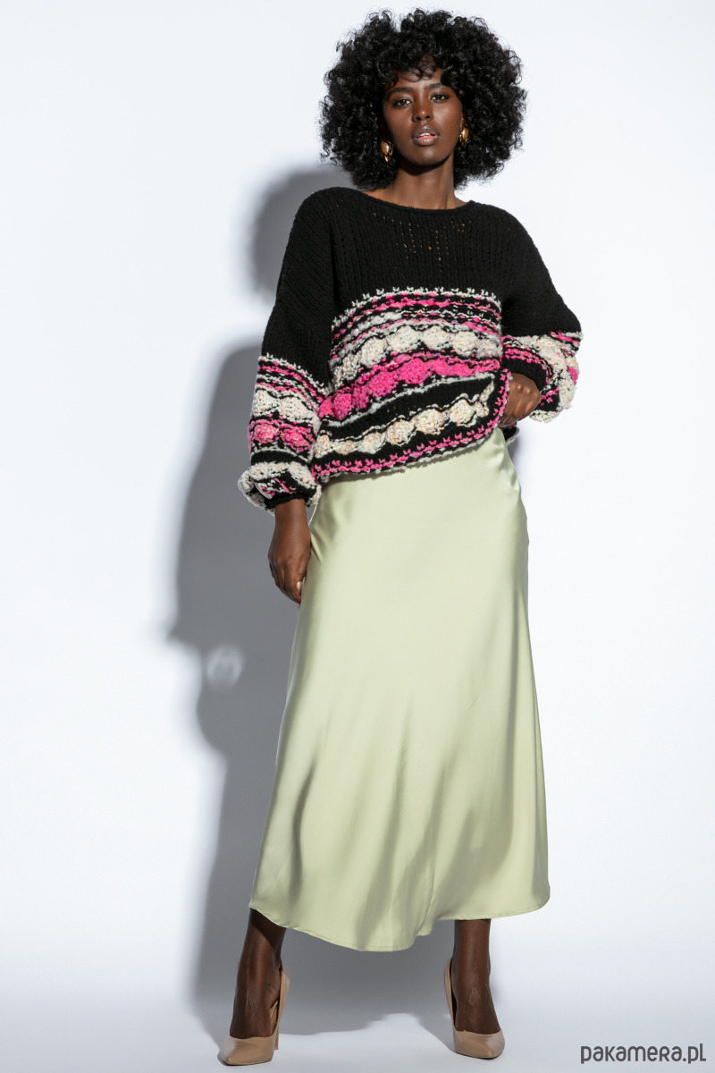 Kolorowy sweter boho F1820 CZARNY - Pakamera.pl