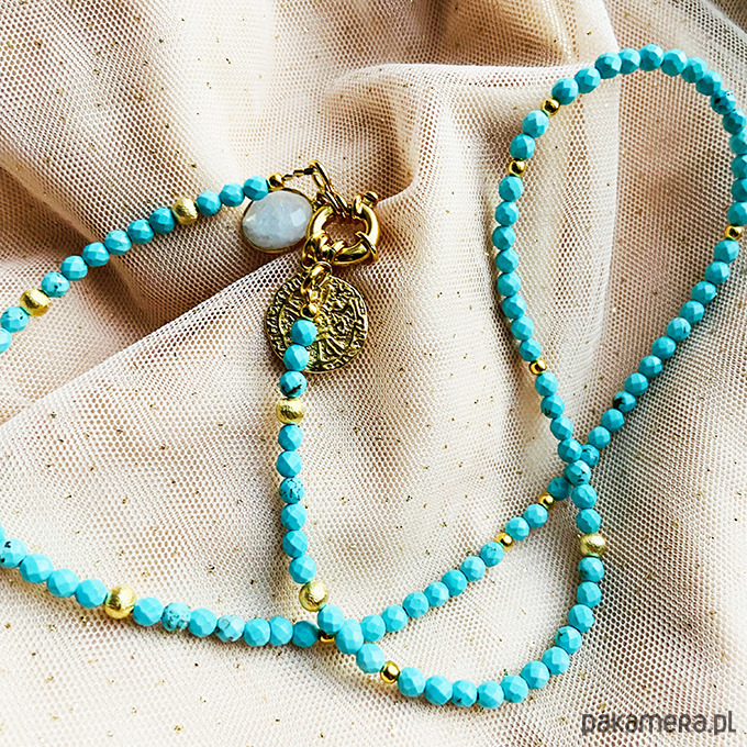 NASZYJNIK TURKUS , naturalne kamienie 3302821 - Pakamera.pl