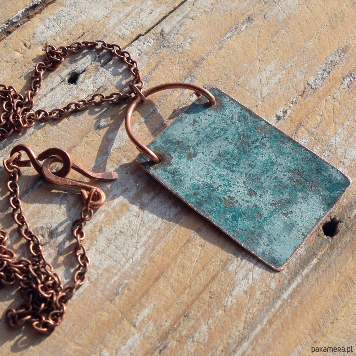 Wisior - naszyjnik z patynowanej miedzi biżuteria miedziana handmade /3 ...