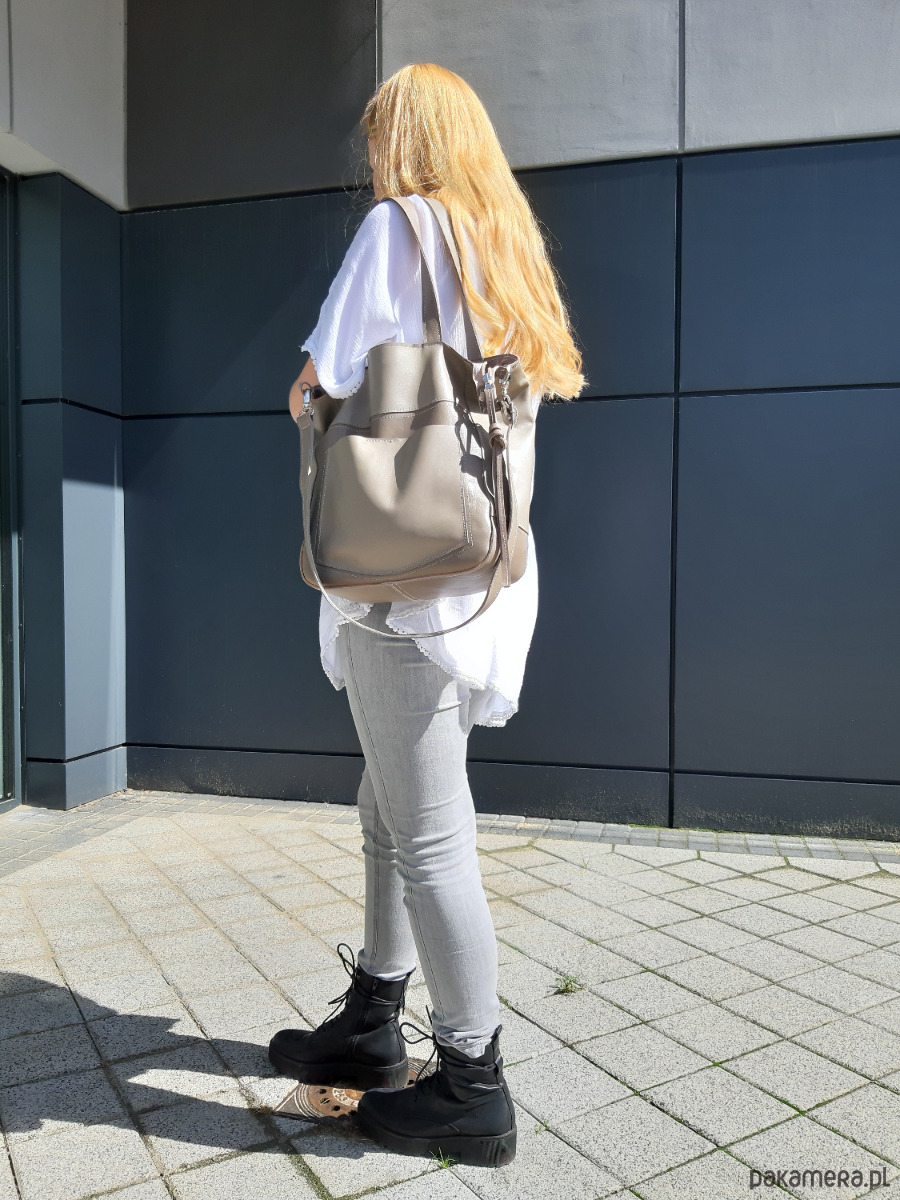 Taupe skórzana shoperka 3779338 - Pakamera.pl