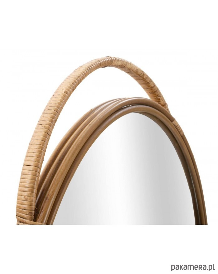 Lustro Rattanowe Lustro Okrągłe Dekoracyjne 80 cm 3780845 - Pakamera.pl
