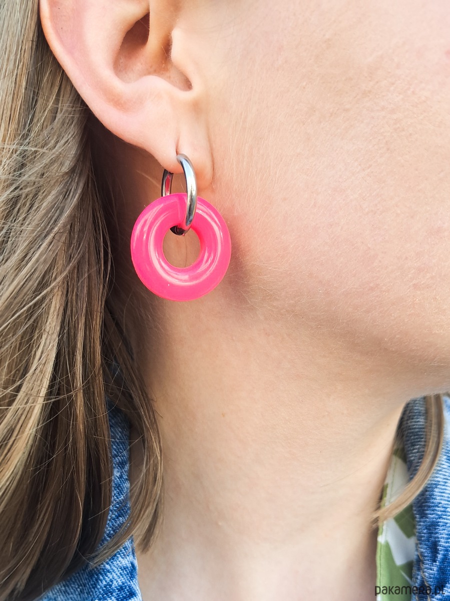 NEONKI 2.0 - lekkie wiszące kolczyki koła (handmade z gliny polimerowej ...