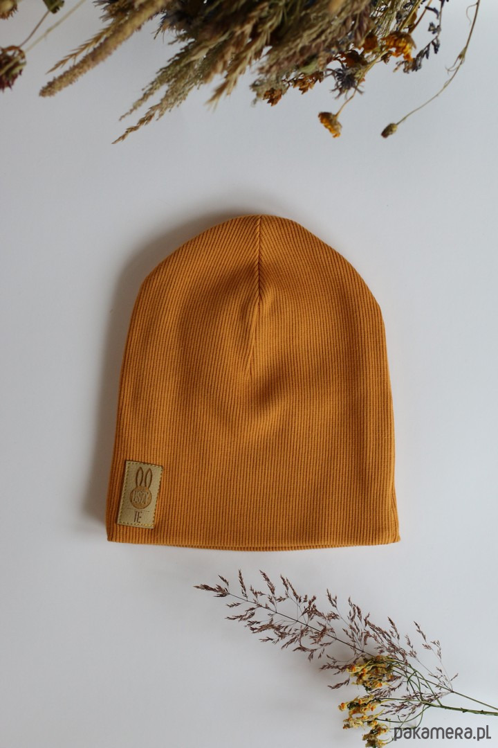 Komplet Czapka i Komin Musztardowy USZYTEK - Pakamera.pl