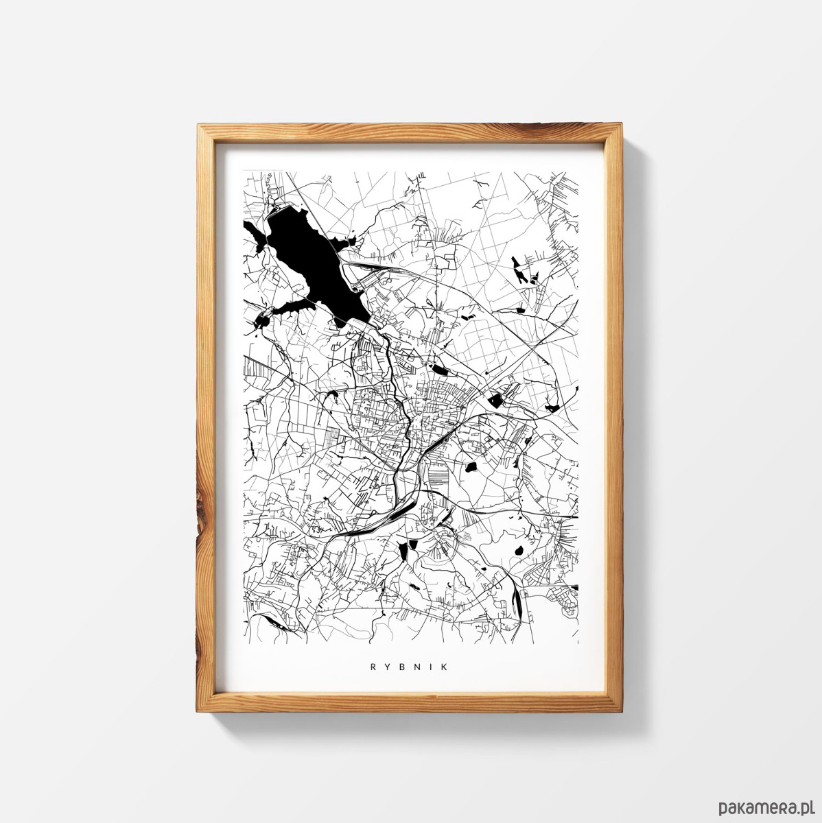 Rybnik - mapa Rybnika - plakat z mapą Rybnika - Pakamera.pl