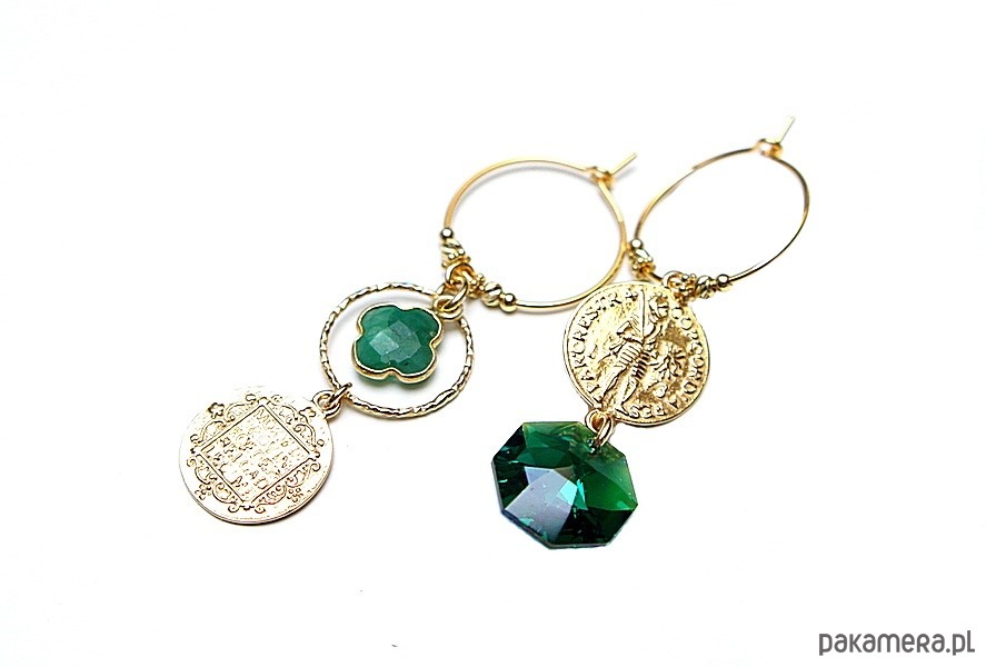 Kolczyki pozłacane Numizmaty vol. 16 /asymmetric/ - Pakamera.pl
