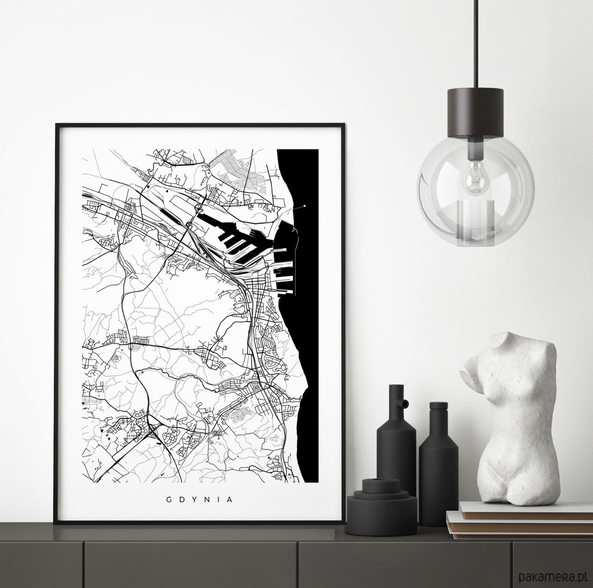 Mapa Gdyni - grafika z planem miasta - Pakamera.pl