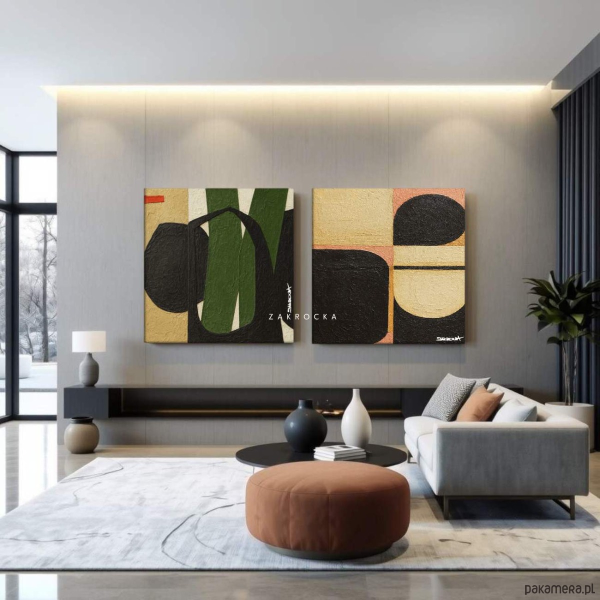 Wielkoformatowy obraz Dyptyk komplet 2 obrazów strukturalnych MEDDO ...