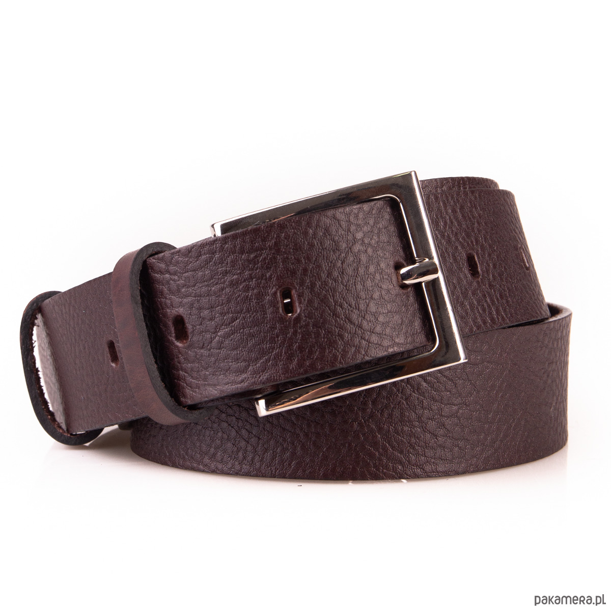 Szeroki skórzany pasek męski brązowy - Pakamera.pl
