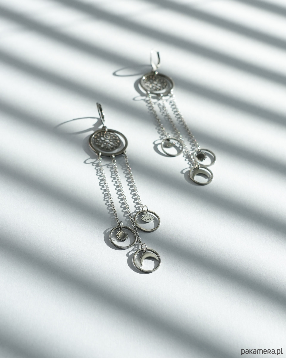 Długie magiczne kolczyki ze stali a'la łapacz snów 3995356 - Pakamera.pl