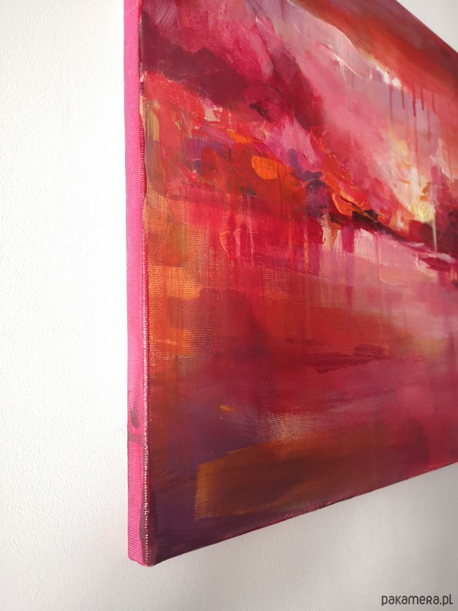 Obraz Ręcznie Malowany Na Płótnie 40 X 50 Cm Abstrakcyjny Pejzaż
