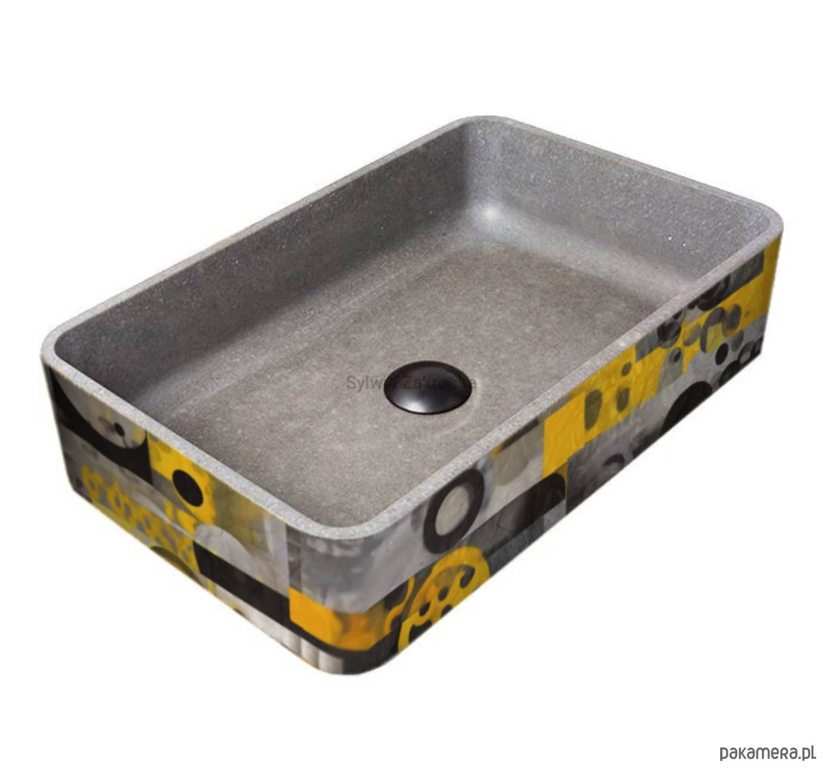 GELBA - Nablatowa umywalka kolorowa ozdobna z reliefem prostokątna ...