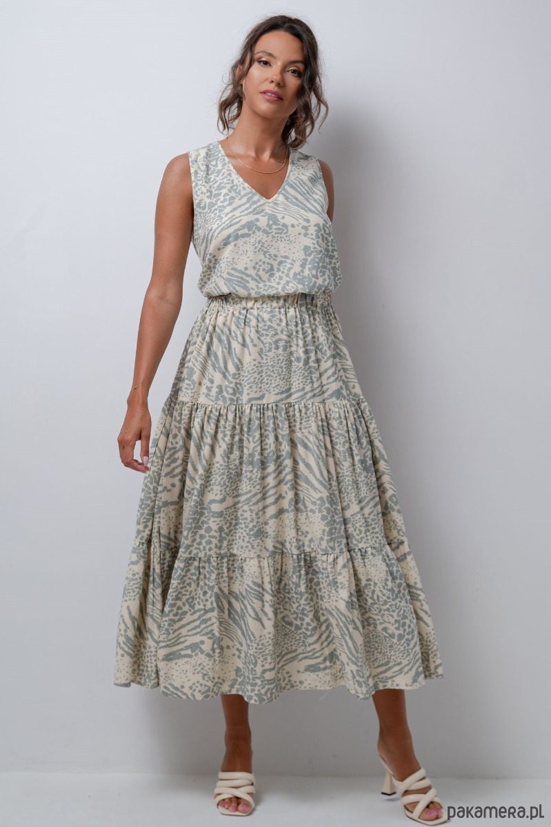 Jedwabna długa, szeroka spódnica w zeberkę, BLUE ZEBRA - Pakamera.pl