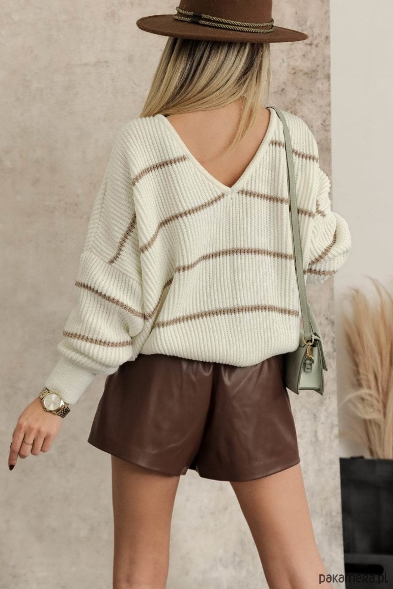Sweter w paski DAILY śmietankowy - Pakamera.pl