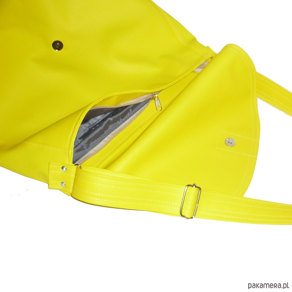Żółta listonoszka damska, cytrynowa torba xxl - Pakamera.pl