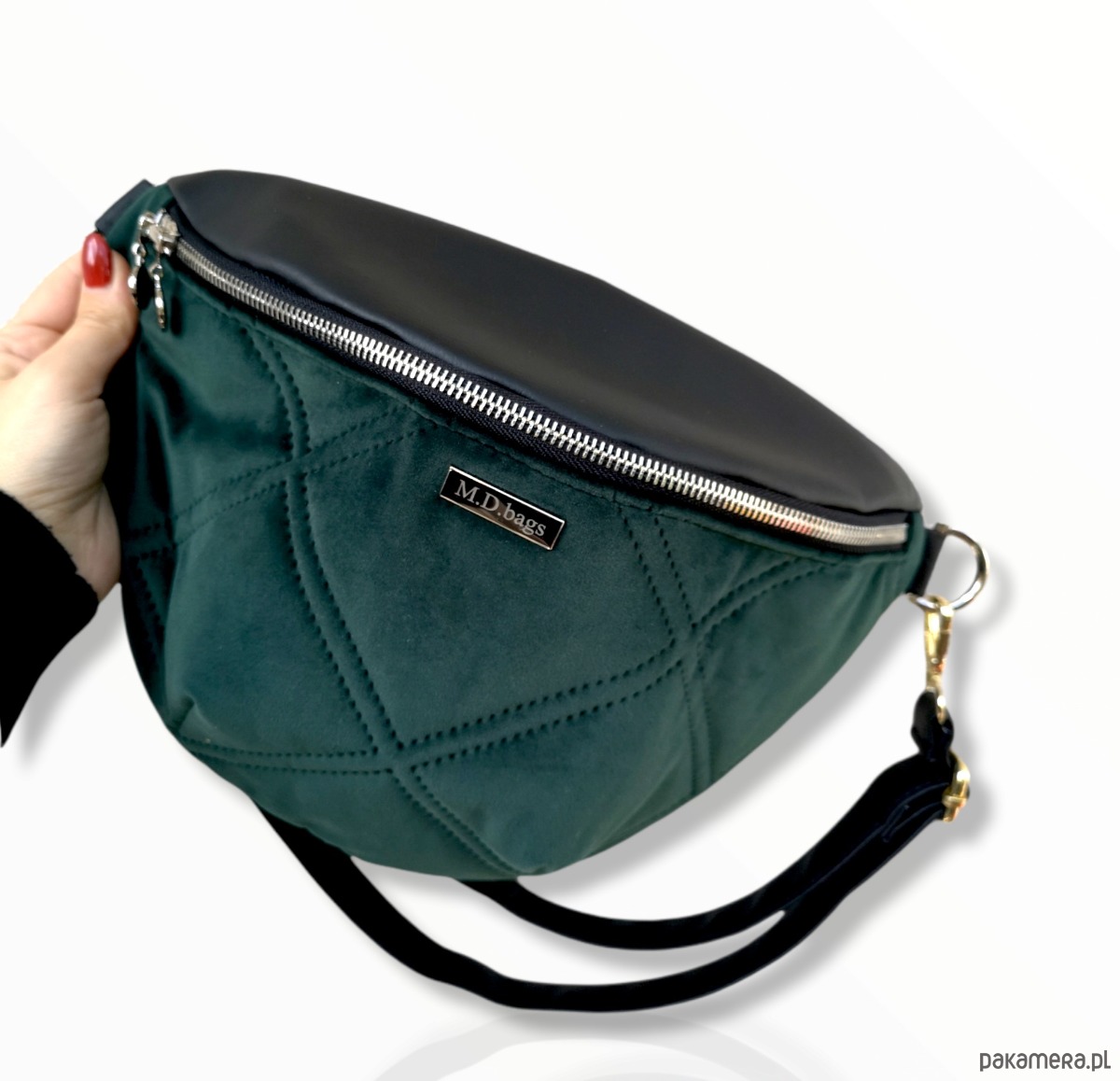 Nerko torebka welurowa butelkowa zieleń - Pakamera.pl