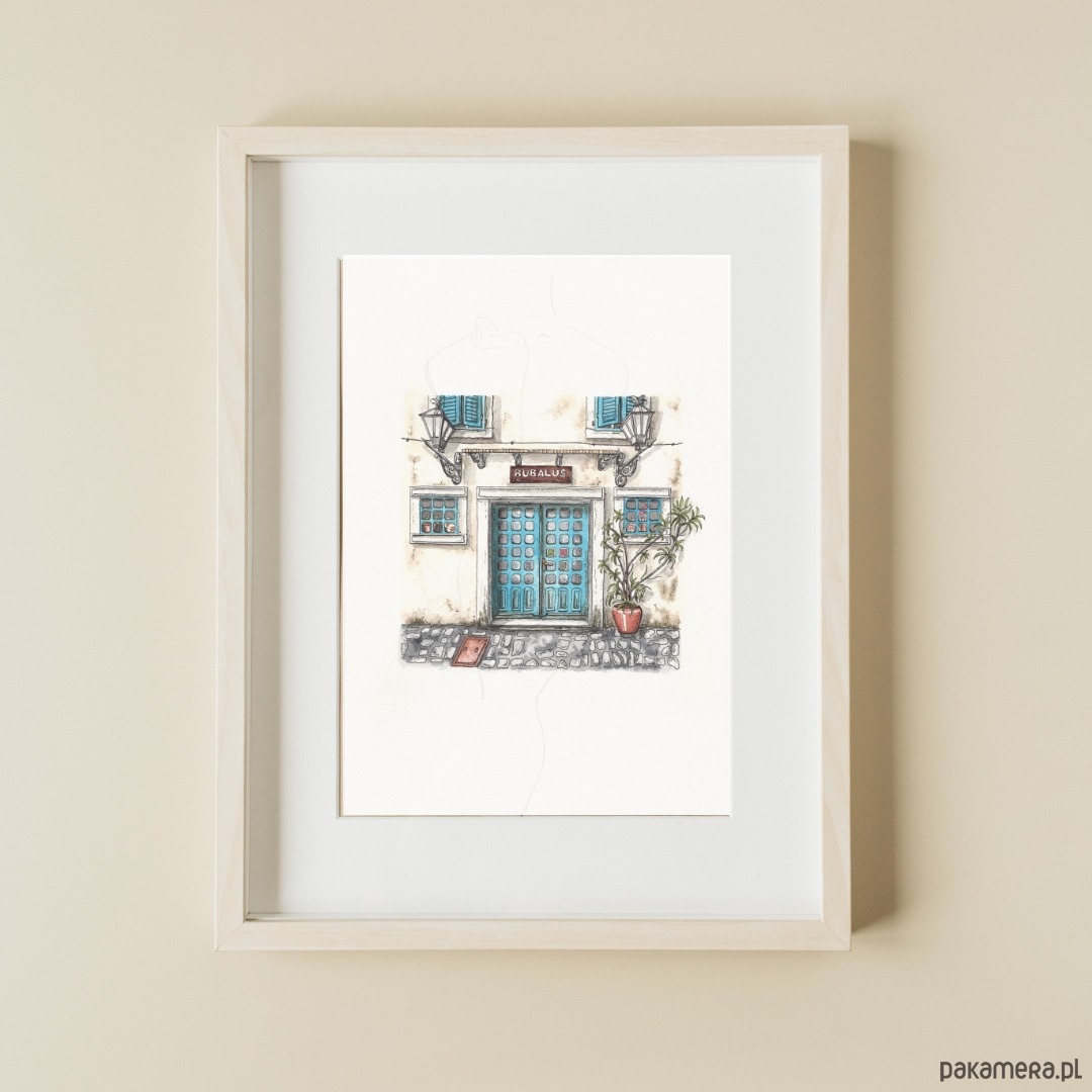 Chorwacja, niebieskie drzwi, kolorowanka dla dorosłych, do wydruku ...