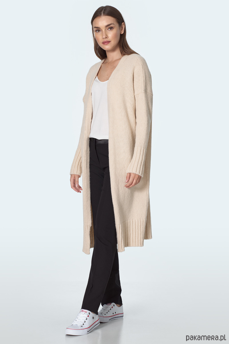 Długi kardigan w kolorze ecru - Pakamera.pl