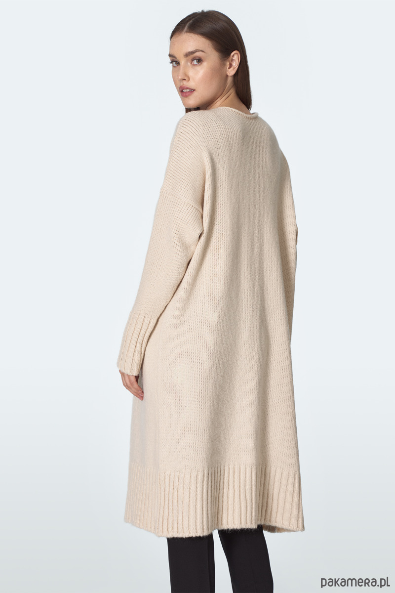 Długi kardigan w kolorze ecru - Pakamera.pl