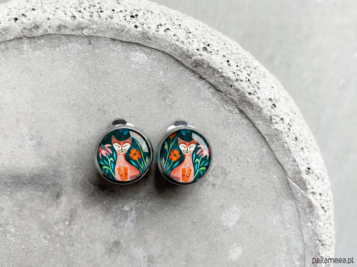 Orange Cat klipsy z kotem - Pakamera.pl