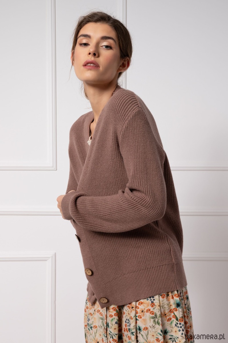 Kardigan z domieszką kaszmiru, MILK CHOCOLATE BROWN - Pakamera.pl