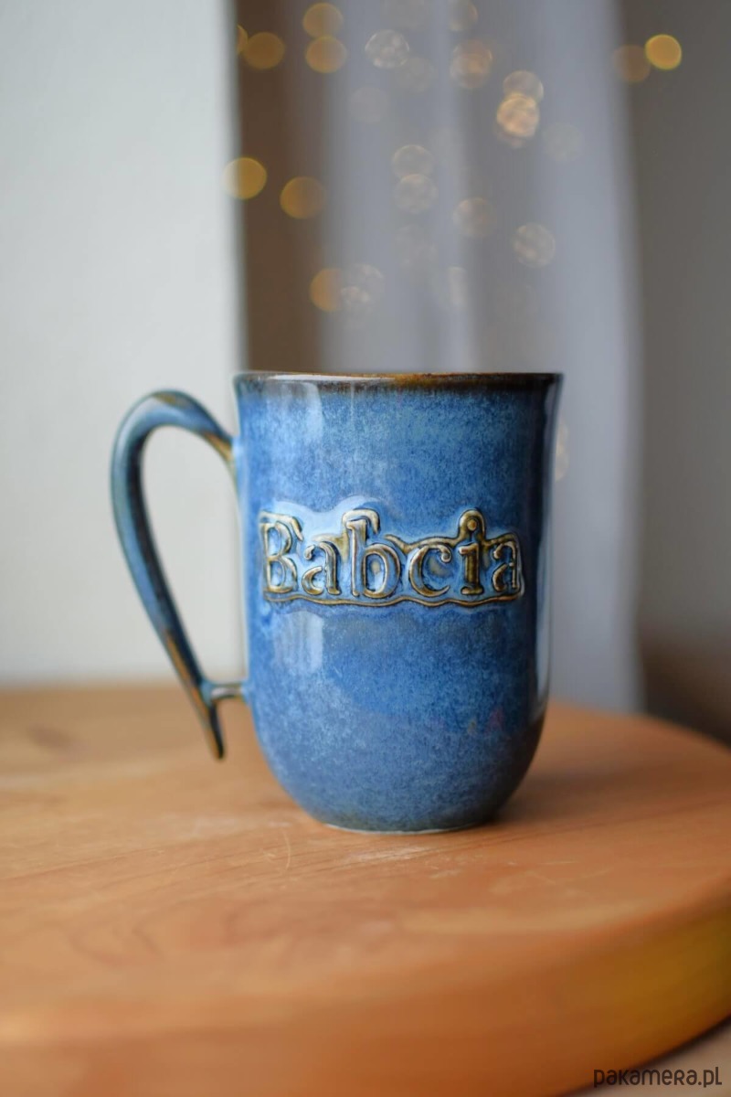 Kubek Morski dla Babci 300ml Napis 3D Niebieski Prezent na Dzień Babci - Pakamera.pl